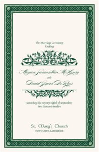 Vintage Scott's Garden Irish and Celtic Wedding Programs and Church Programs - Documents and Designs